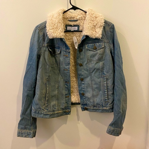 LOFT | Jackets & Coats | Nwt Loft Faux Sherpa Jean Jacket | Poshmark